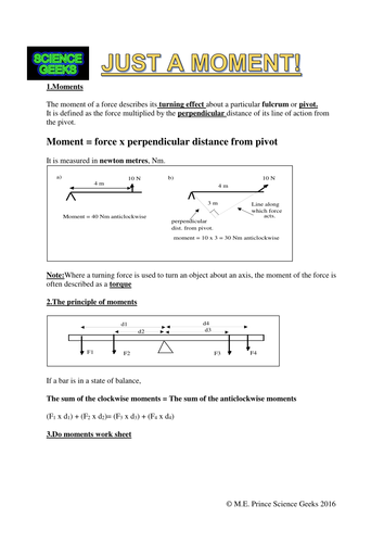 PHYSICS - Just A Moment! - Turning Forces! | Teaching Resources