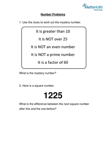 Number problems | Teaching Resources