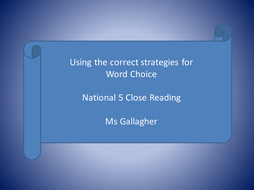 Reading for Understanding, Analysis and Evaluation (RUAE) National 5 ...