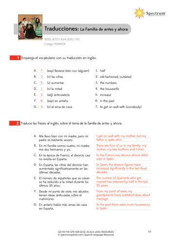 Traducciones: La familia de antes y ahora (Families now and then ...