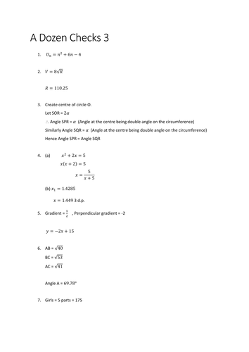 A Dozen GCSE Maths Questions worksheet 3 & 4 | Teaching Resources