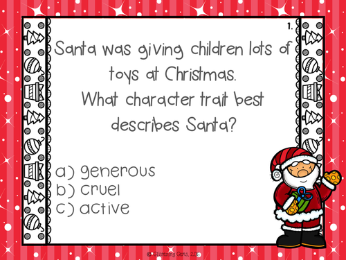 Christmas Character Trait Task Cards | Teaching Resources