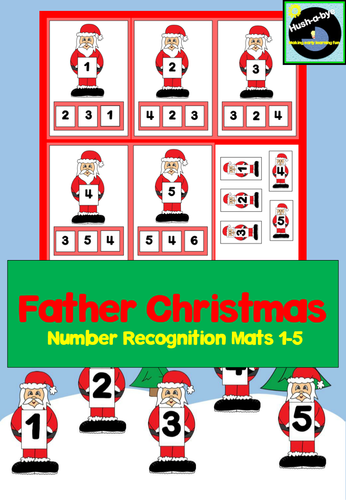 Father Christmas Number Recognition Mats 1-5 | Teaching Resources