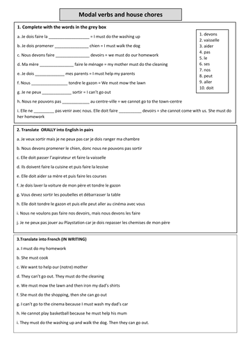 KS3/4 French - Modal verbs drills | Teaching Resources