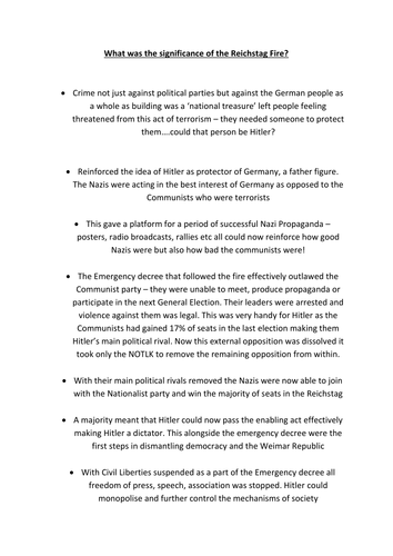 How did the Nazis benefit from the Reichstag fire? plus legal ...