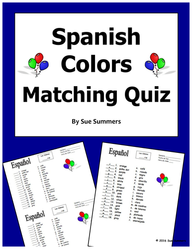Spanish Colors Quiz or Worksheet 18 Matching - Los Colores | Teaching ...