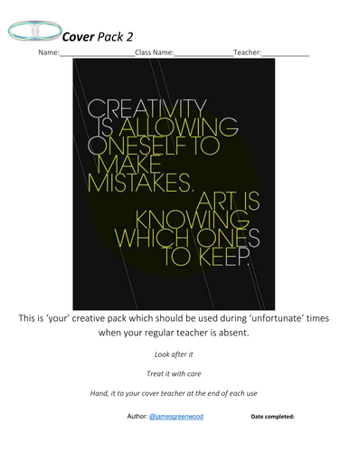Ks3 Art and Design Cover Pack 2 | Teaching Resources