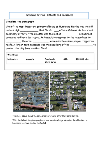 GCSE AQA 9-1 Weather Hazards-Hurricane Katrina - Cause, effects and ...