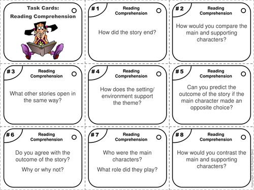 Reading Comprehension Task Cards | Teaching Resources