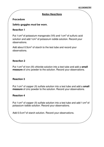 Redox reactions | Teaching Resources