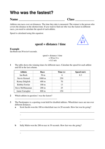 Lesson 6 - KS3 Forces - Speed | Teaching Resources