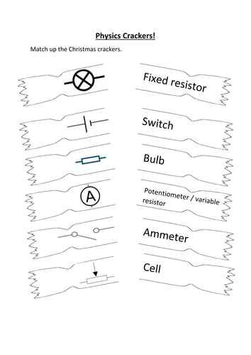 Christmas Science worksheet (Physics) - circuit symbol match up ...