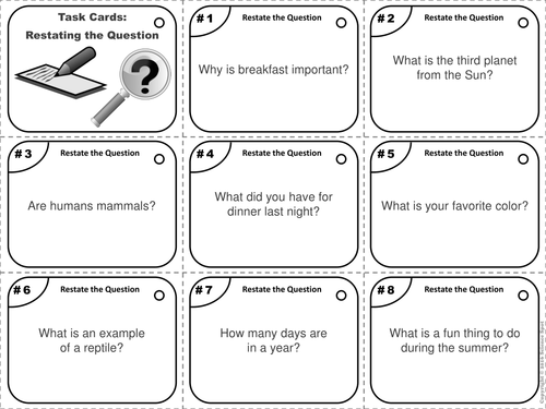 Restating the Question Task Cards | Teaching Resources