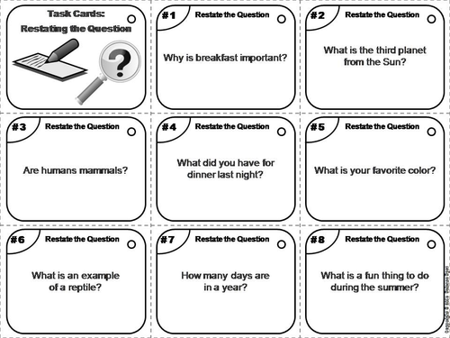 Restating the Question Task Cards | Teaching Resources
