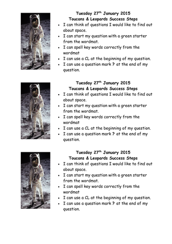 1 week English planning on Space and the Moon Landing for Year 2 (1st ...