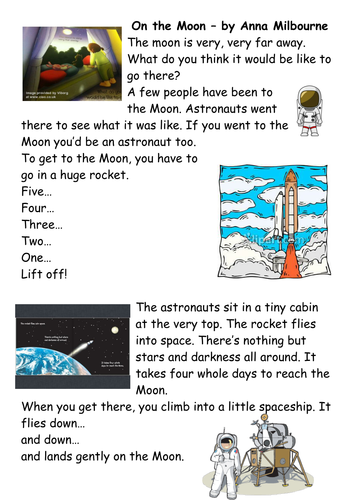 1 week English planning on Space and the Moon Landing for Year 2 (1st ...