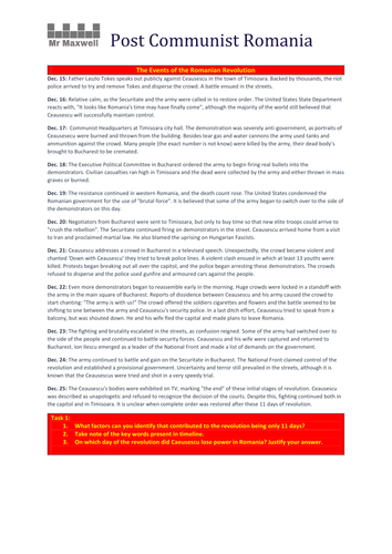 Romanian Revolution and Post Communist Romania (1989 - 2000) | Teaching ...