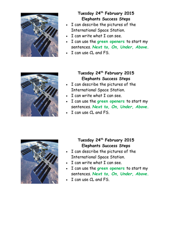 1 week English non-fiction planning on the International Space Station ...