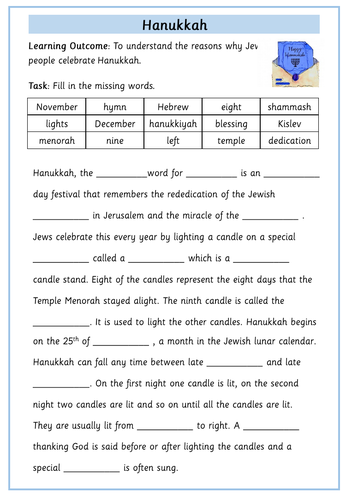 Hanukkah Texts and Worksheets | Teaching Resources