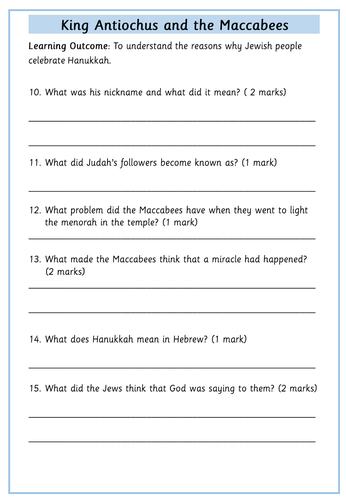 Hanukkah Texts and Worksheets | Teaching Resources