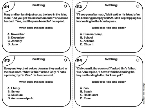 Setting Task Cards | Teaching Resources