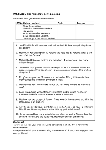 Minecraft, Furbie and Minion themed Addition Word Problems | Teaching ...