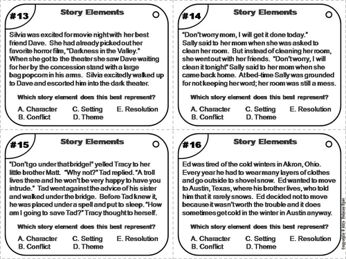 Story Elements Task Cards | Teaching Resources