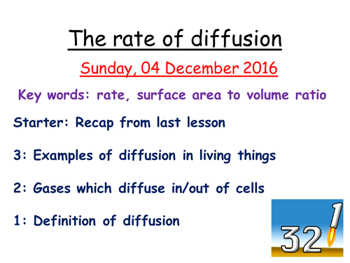 Rate of diffusion- new Biology AQA GCSE 9-1 | Teaching Resources