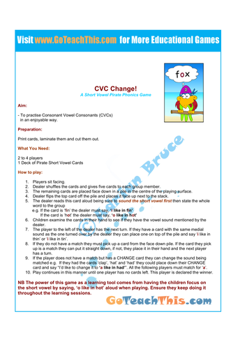 CVC Game - a Phonics Game for Practicing CVCs - A Great Reading Centre ...