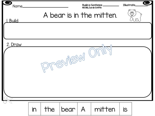 Building Sentences - The Mitten - No-Prep Writing Center | Teaching ...