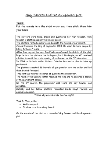 Gunpowder Plot events | Teaching Resources