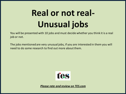 Careers resource- unusual jobs | Teaching Resources