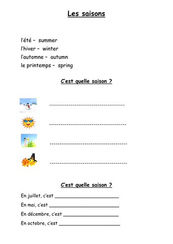 UPDATED - Quel temps fait-il? What is the weather like? A folder of ...