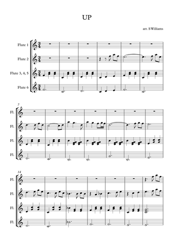 UP (Disney/Pixar) arranged for Flute Choir | Teaching Resources