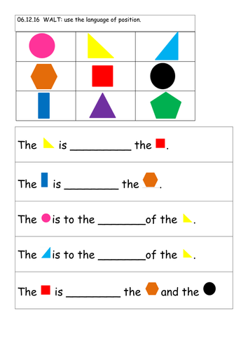 Positional language worksheet | Teaching Resources