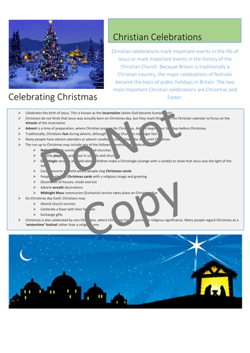 Christmas and Easter Revision Information Sheets for WJEC Eduqas New ...