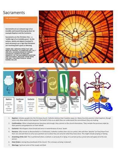 Christian Sacraments, Baptism and Eucharist Revision Sheet for WJEC ...
