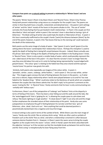 AQA Poetry Cluster 1: Love and Relationships model answer and resources ...