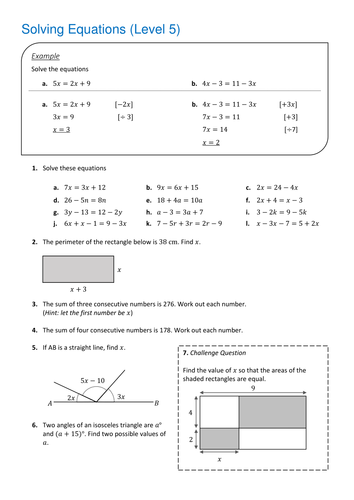 Solving Equations (Level 5) | Teaching Resources