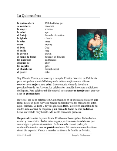 La Quinceañera Lectura ~ Mexican Birthday Party Spanish Reading ...