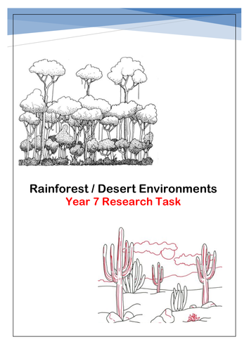 Rainforest or Desert Environments Research Task Year 7 Geography ...