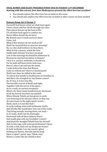 Act 4 Scene 3 Romeo and Juliet | Teaching Resources