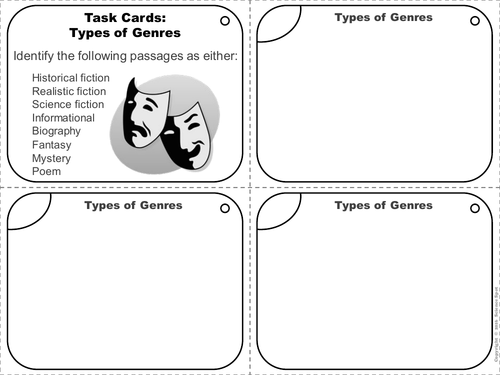 Types of Genres Task Cards | Teaching Resources