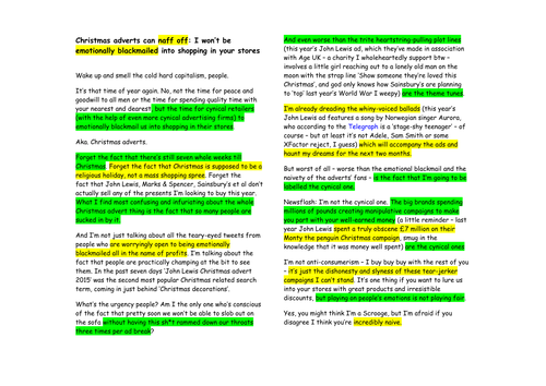 John Lewis Christmas Advert Article analysis | Teaching Resources