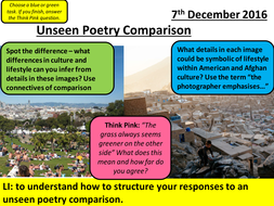 Unseen Poetry Comparison Revision - AQA English Literature | Teaching ...