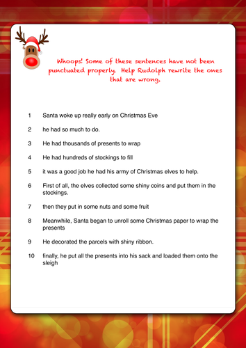 Christmas Sentence Punctuation and Writing | Teaching Resources