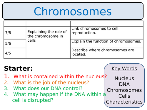 NEW AQA Trilogy GCSE (2016) Biology - Chromosomes | Teaching Resources