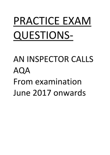 An Inspector Calls- 10 New Spec AQA English Literature Paper 2 ...