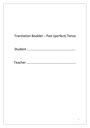 Past tense translation practice booklet | Teaching Resources
