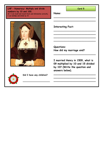 Tudor Monarchs - Literacy and Numeracy | Teaching Resources